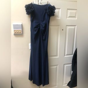 Xscape | Dresses | Xscape Navy Blue Rosette Offtheshoulder Short Sleeve ...